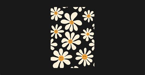 Happy Daisies Summer Vibe Smiley Face Illustration Art Poster Happy