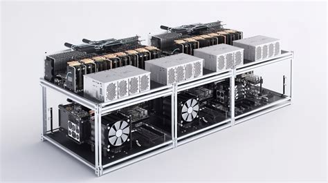 Placa Gráfica Ou Rack De Gpu Em Uma Fazenda De Mineração De Criptografia De Fundo Branco