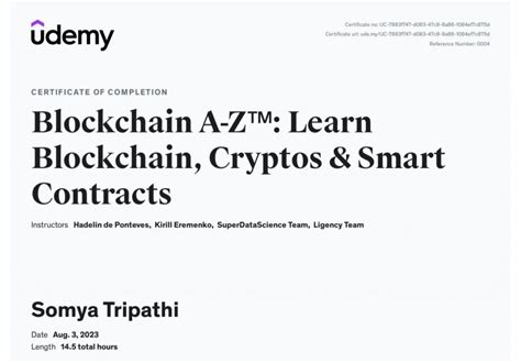 finished blockchain course on udemy somya tripathi posted on the