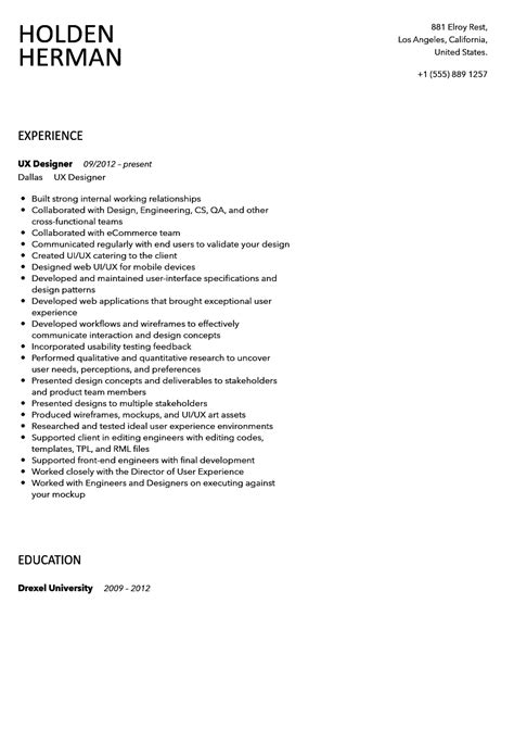 UX Designer Resume Sample Velvet Jobs