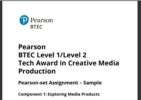 Btec Media Component 1 Assessment A More House Guide Art Media Photography