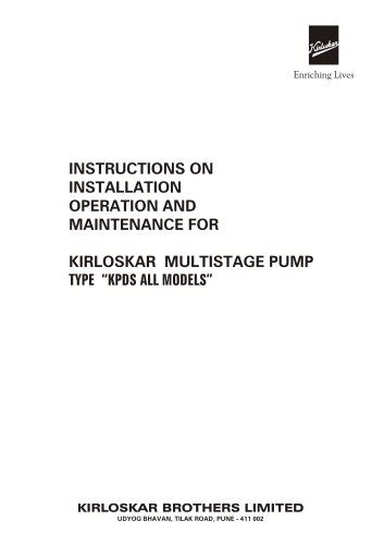 Kpds Process Sump Pump Kirloskar Pdf Catalogs Technical