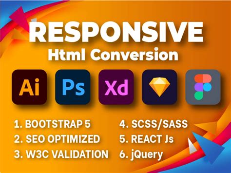 xd to html sketch to html psd to html responsive bootstrap 5