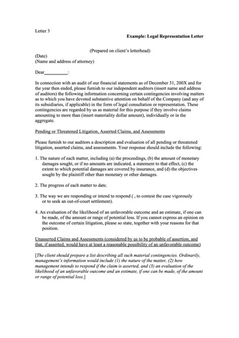 Legal Representation Letter Template Printable Pdf Download