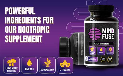Nootropic Memory Booster Supplement For Adults Lions Mane Capsules With Omega 3