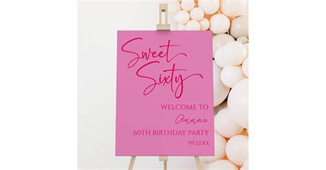 Pink Sweet Sixty 60th Birthday Party Welcome Sign Zazzle