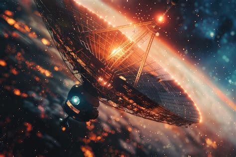 Hightech Communication Futuristic Satellite Array Premium Ai Generated Image