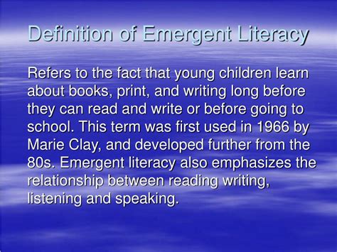 Ppt Definition Of Emergent Literacy Powerpoint Presentation Free Download Id300029