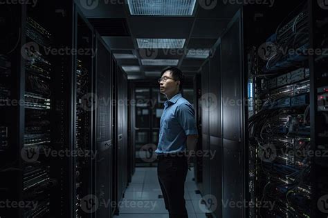 Male Engineer In Server Room Data Center Maintenance 22895116 Stock