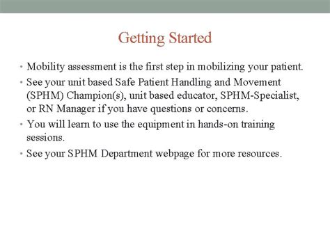 Safe Patient Handling Bedside Mobility Assessment Tool Bmat