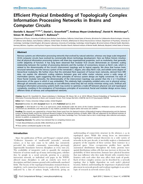 Pdf Efficient Physical Embedding Of Topologically Complex Information Processing Networks In