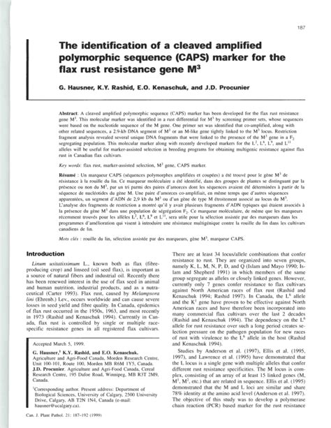 Pdf The Identification Of A Cleaved Amplified Polymorphic Sequence