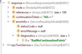 OPC Twin With Large Number Of Nodes Returns Only 100 Nodes Also Returns Error In Error Info