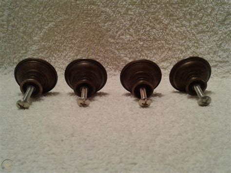 4 Antique Brass Porcelain Hitchcock American Eagle Drawer Knobs Pulls 1957720529
