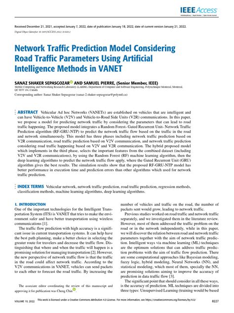 network traffic prediction model considering road traffic parameters