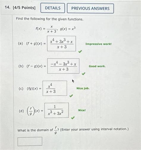 Solved Find The Following For The Given Functions Chegg