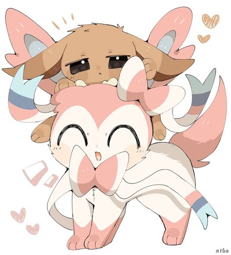 Eevee And Sylveon Pokemon Drawn By Baniragum Danbooru