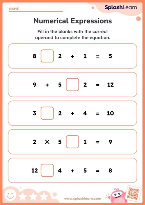 find missing operands in numerical expressions worksheet