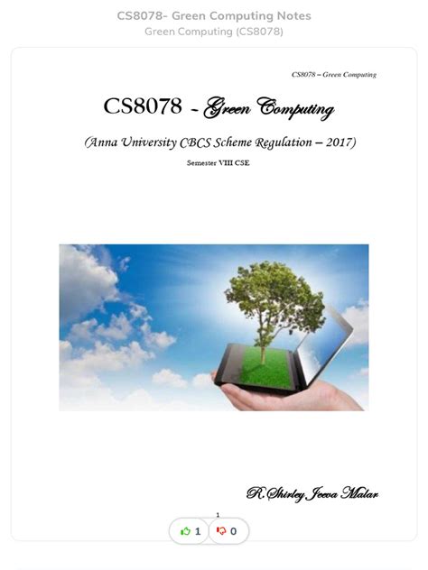 Anna University Cs8078 Green Computing Notes Compress Pdf