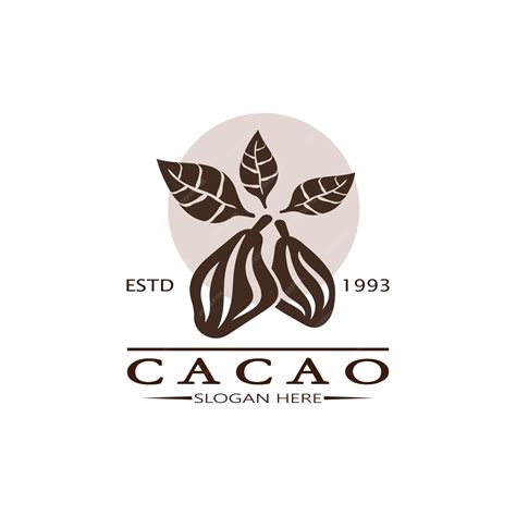 Premium Vector Cocoa Logococoa Beancocoa Treecocoa Branches And Leaveschocolate Mix On