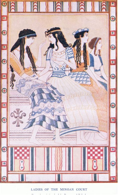 Ladies Of The Minoan Court Illustration From Myths Of Crete And Pre Hellenic Europe