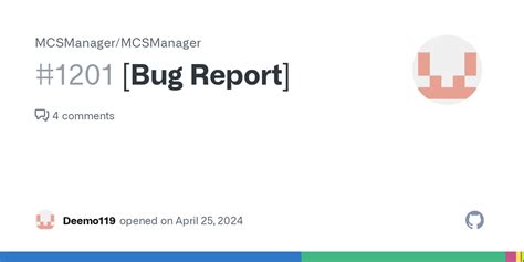 Bug Report · Issue 1201 · Mcsmanagermcsmanager · Github