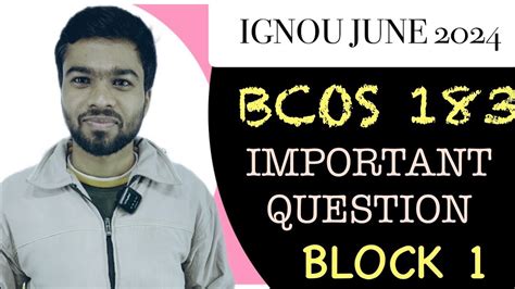 BCOS 183 Important Questions IGNOU June 2024 Exam YouTube