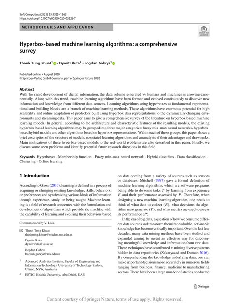 Hyperbox Based Machine Learning Algorithms A Comprehensive Survey
