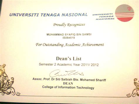 Sugar Salt Dean List Certificate As A Present