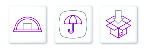 우산 아이콘을 가진 선 판지 마분지 상자 창고 및 납품 포장을 놓으십시오 벡터 건축하기에 대한 스톡 벡터 아트 및 기타 이미지 건축하기 경계 표지 교통 Istock