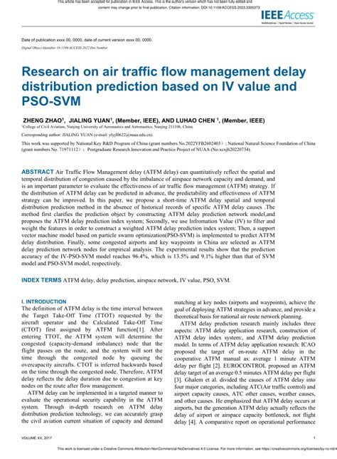 Pdf Research On Air Traffic Flow Management Delay Distribution Prediction Based On Iv Value