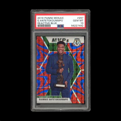 giannis antetokounmpo mosaic reactive blue mvps psa 10 cardfield