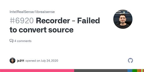 Recorder Failed To Convert Source · Issue 6920 · Intelrealsense Librealsense · Github