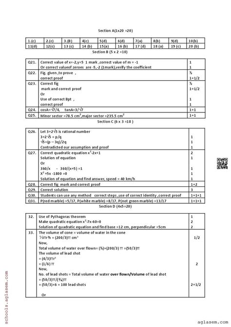 Class 10 Maths Basic Pre Board Sample Paper 2025 Download Pre Board Model Paper Pdf Aglasem