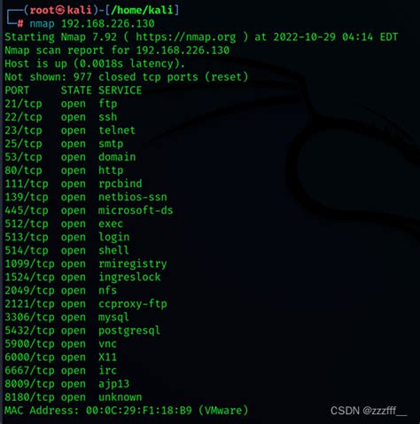 Nmap的简单使用利用nmap扫描metasploitable2需下载虚拟机镜像的端口开放情况 Csdn博客