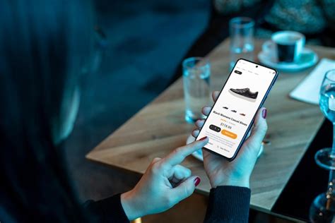 Premium Photo Woman Uses Mobile Phone For Buying Shoes Modern Ecommerce App With Userfriendly