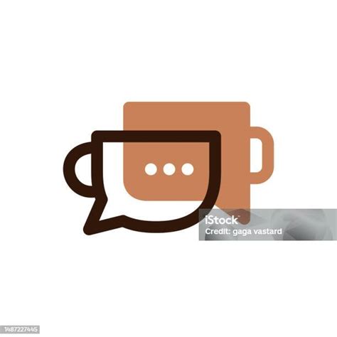 커피 토크 채팅 버블 컵 카페 소셜 메시지 아이콘 벡터 아이콘 일러스트레이션 갈색에 대한 스톡 벡터 아트 및 기타 이미지
