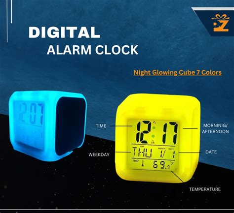 plastic digital abstract alarm clock with date time and temperature