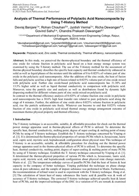 Analysis Of Thermal Performance Of Polylactic Acid Nanocomposite By