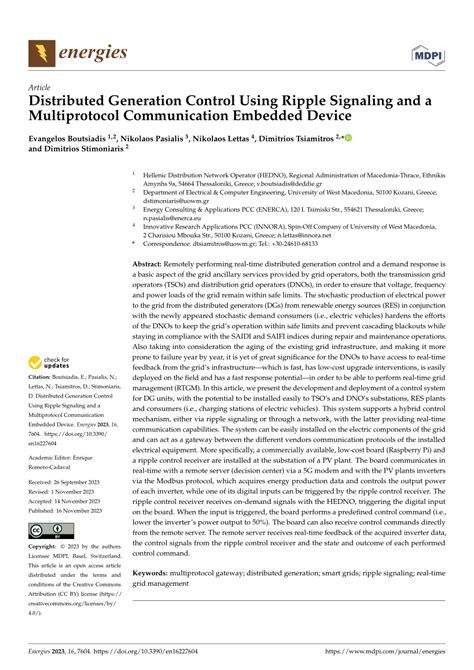 Pdf Distributed Generation Control Using Ripple Signaling And A Multiprotocol Communication