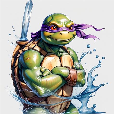 Premium Photo A Turtle With A Sword And A Sword In His Hand