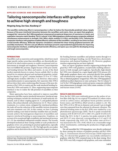 Pdf Tailoring Nanocomposite Interfaces With Graphene To Achieve High Strength And Toughness