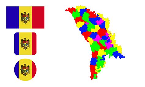 Mołdawia Mapa I Flaga Płaska Ikona Symbol Ilustracja Wektorowa Stockowe Grafiki Wektorowe I