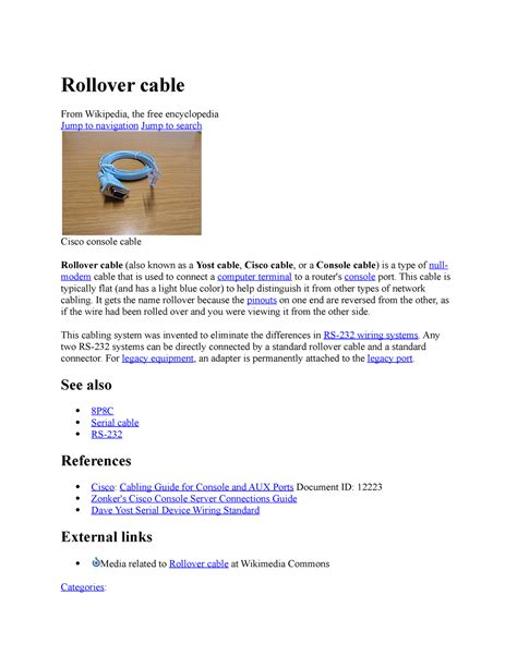 Rollover cable - kb skill - Rollover cable From Wikipedia, the free ...