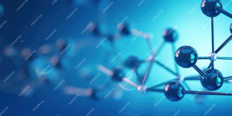 Premium Photo Horizontal Banner With Model Of Abstract Molecular Structure Background Of Blue