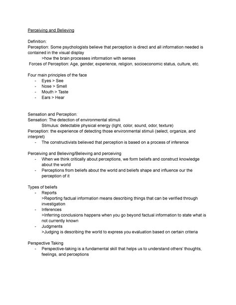Ctl 125 Perceiving And Believing Perceiving And Believing Definition