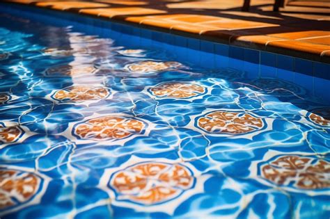 Premium Photo A Pool With Decorative Tile Patterns