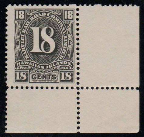 hawaii 18c vf mint no gum kahului rail road single corner margin