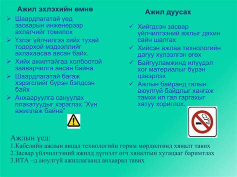 хөдөлмөрийн аюулгүй ажиллагааны дүрэм Ppt