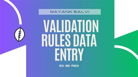 Validation Rules Data Entry